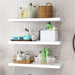 Wall Decor | White Floating Shelves Wall Storage Shelf With Invisible ...